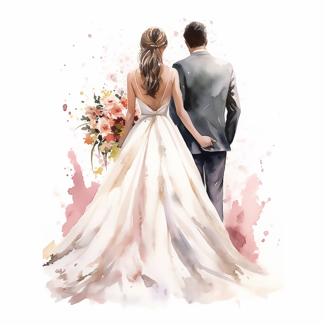 Bride and Groom Clipart, 12 High Quality Jpgs, Wedding Clipart ...