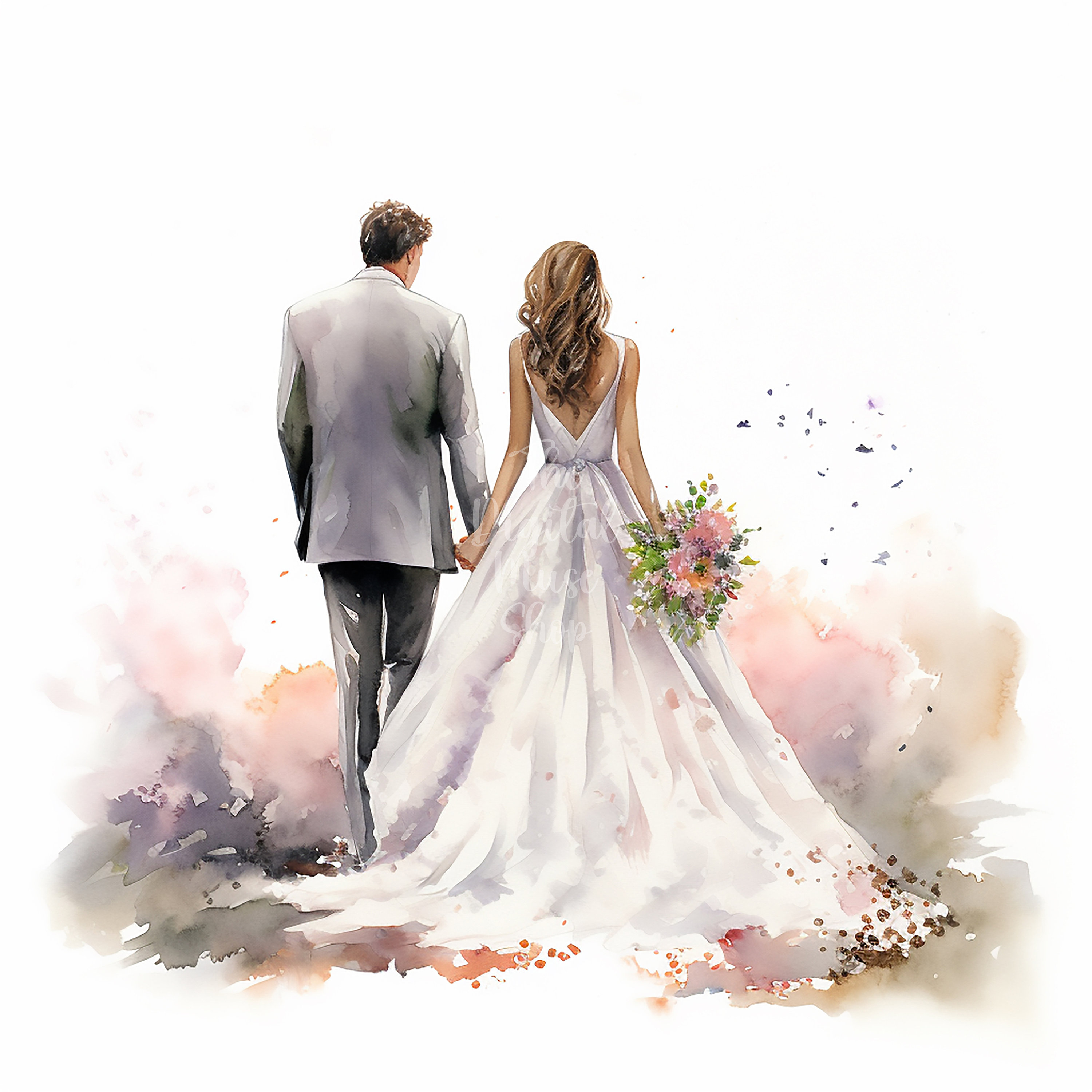 Bride and Groom Clipart, 12 High Quality Jpgs, Wedding Clipart ...