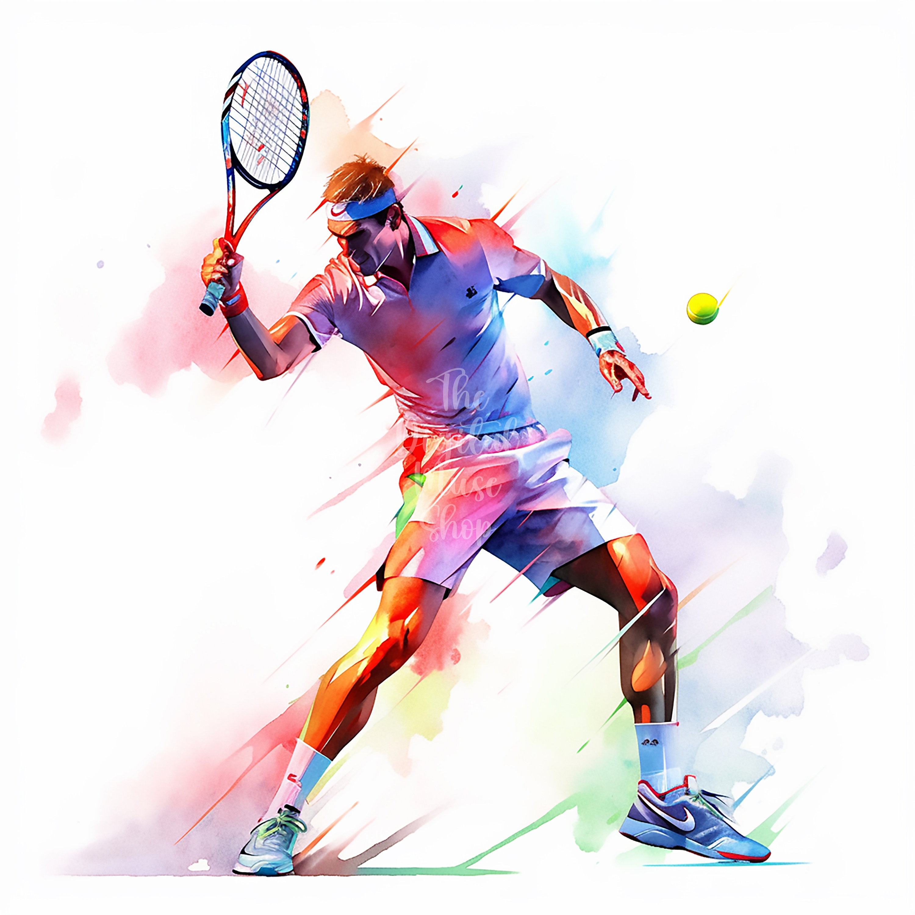 Tennis Clipart, Watercolor Tennis Player Clipart Sport Illustration ...