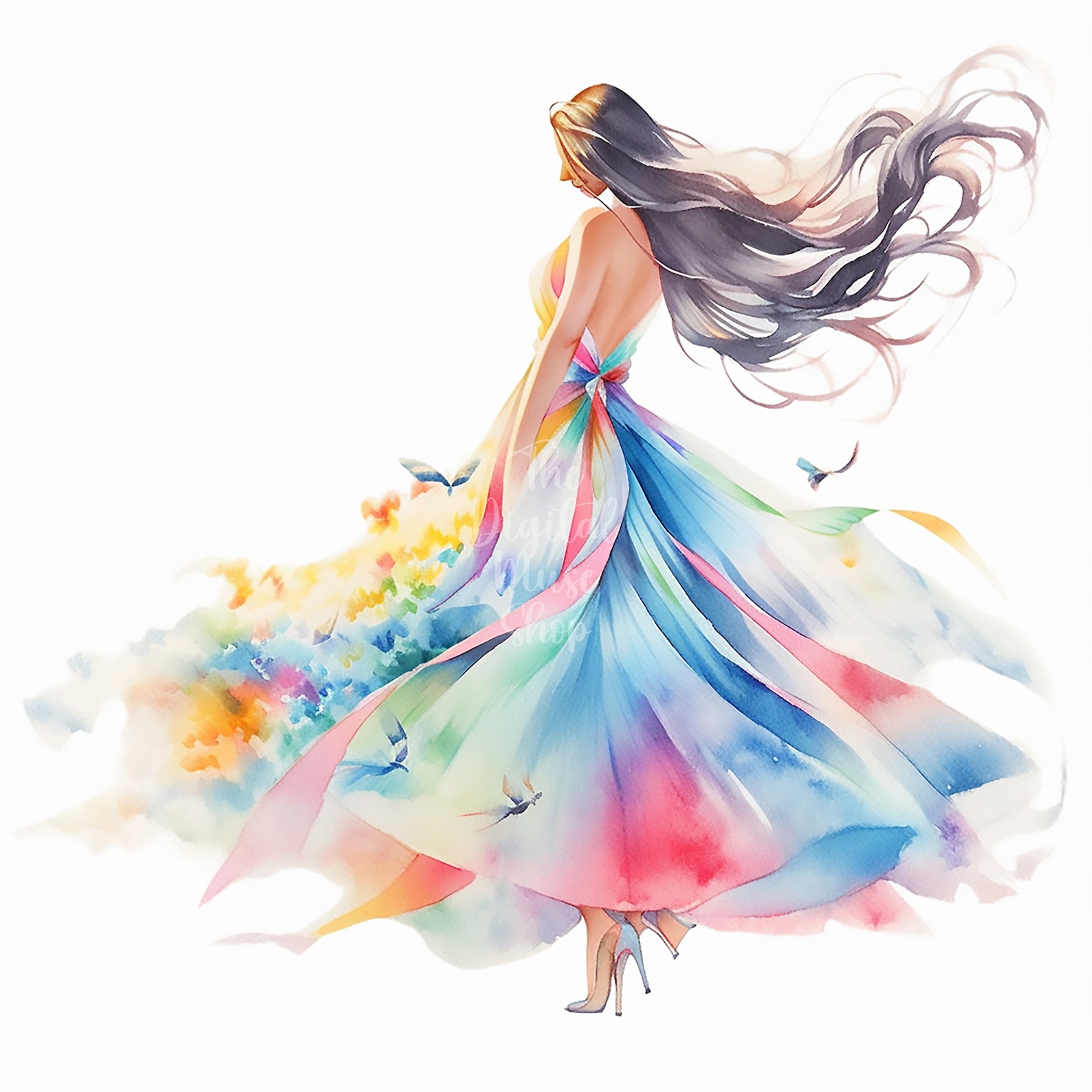 Watercolor Beautiful Women Clipart Bundle Dress Clipart Girl - Etsy