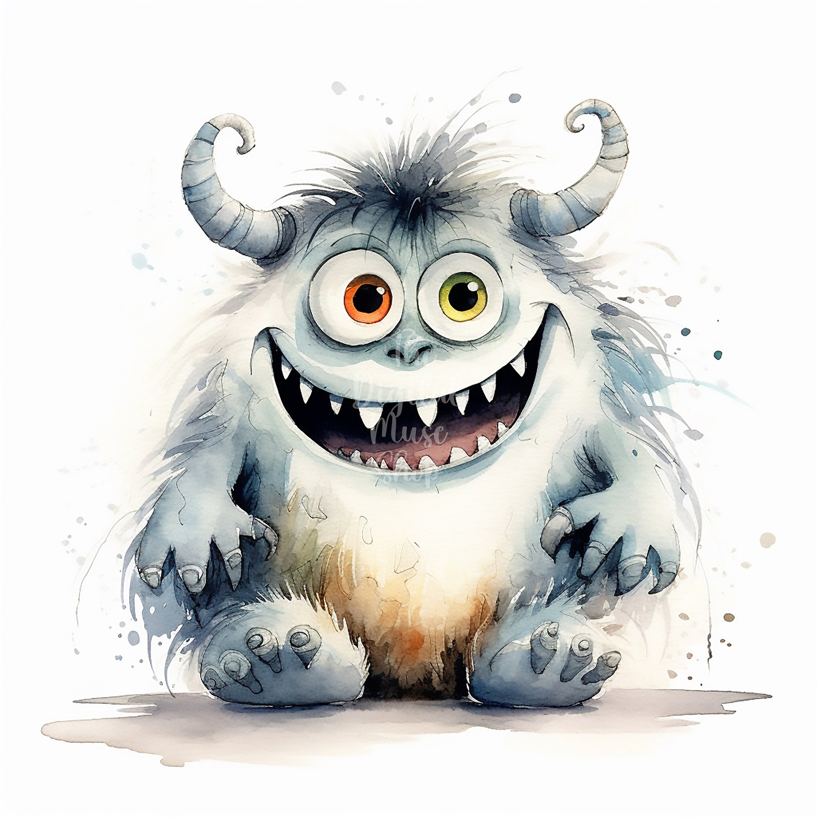 Cute Fluffy Monsters Clipart, Nursery Clipart Digital Paper Craft Card ...