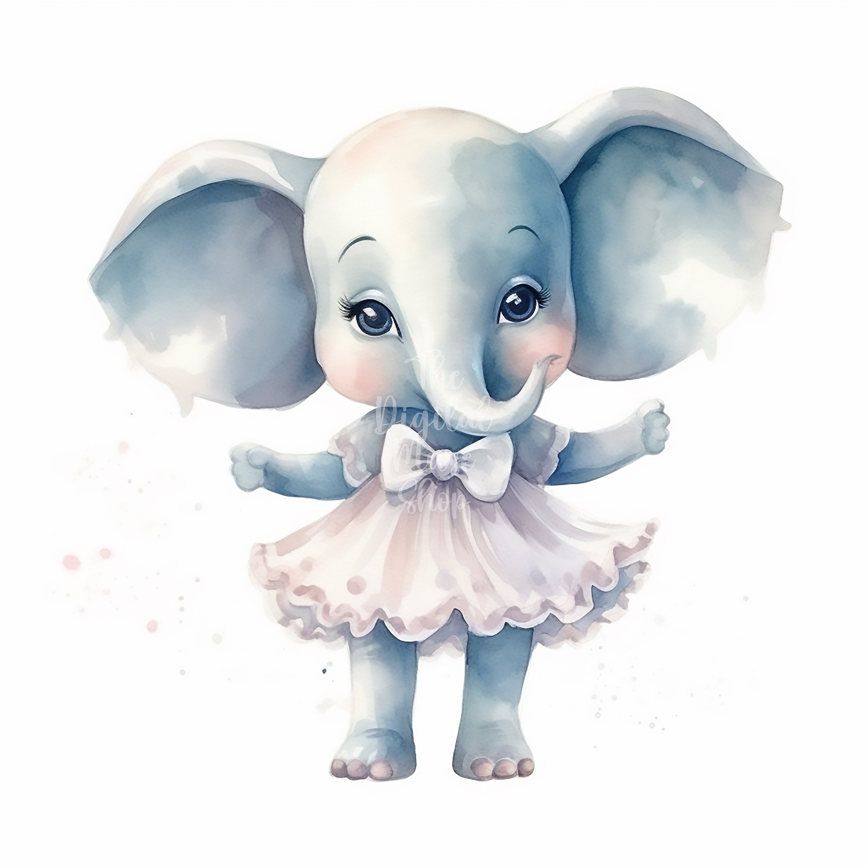 Ballerina Clipart Elephant Watercolor Clipart Baby Elephant Clipart ...