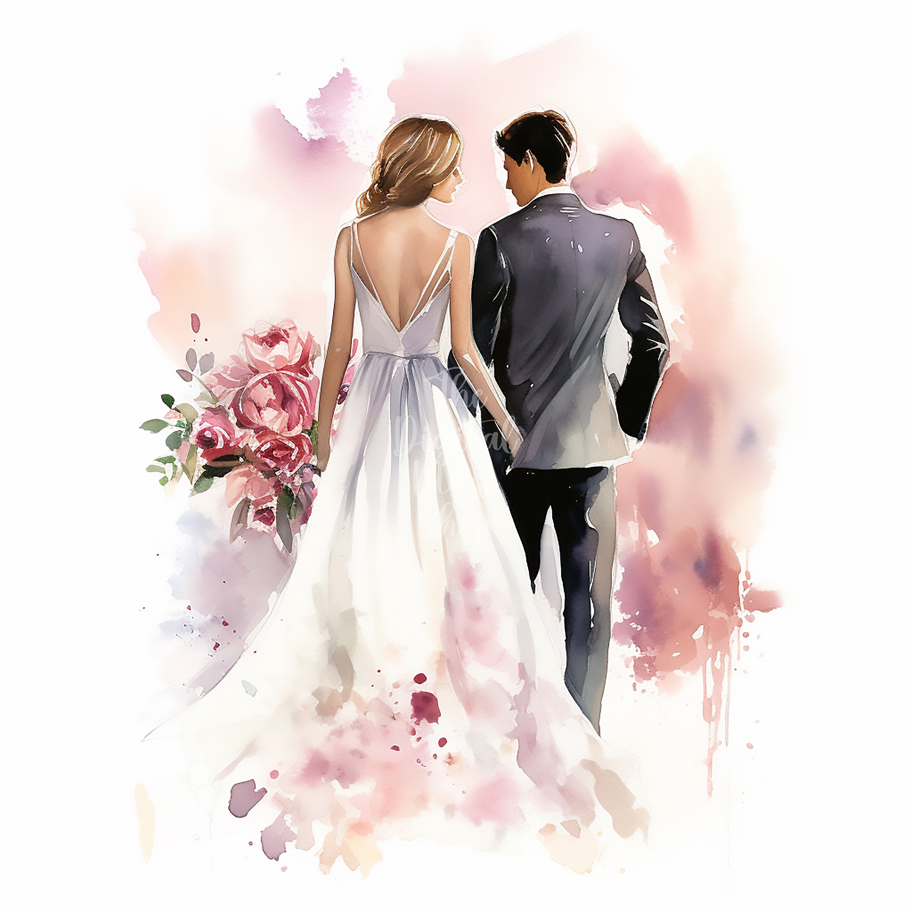Bride and Groom Clipart, 12 High Quality Jpgs, Wedding Clipart ...