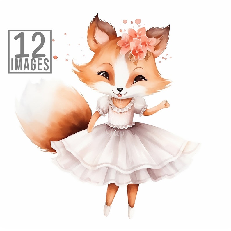 Ballerina Clipart Foxes Clipart Ballerina Baby Clipart Digital Crafting ...