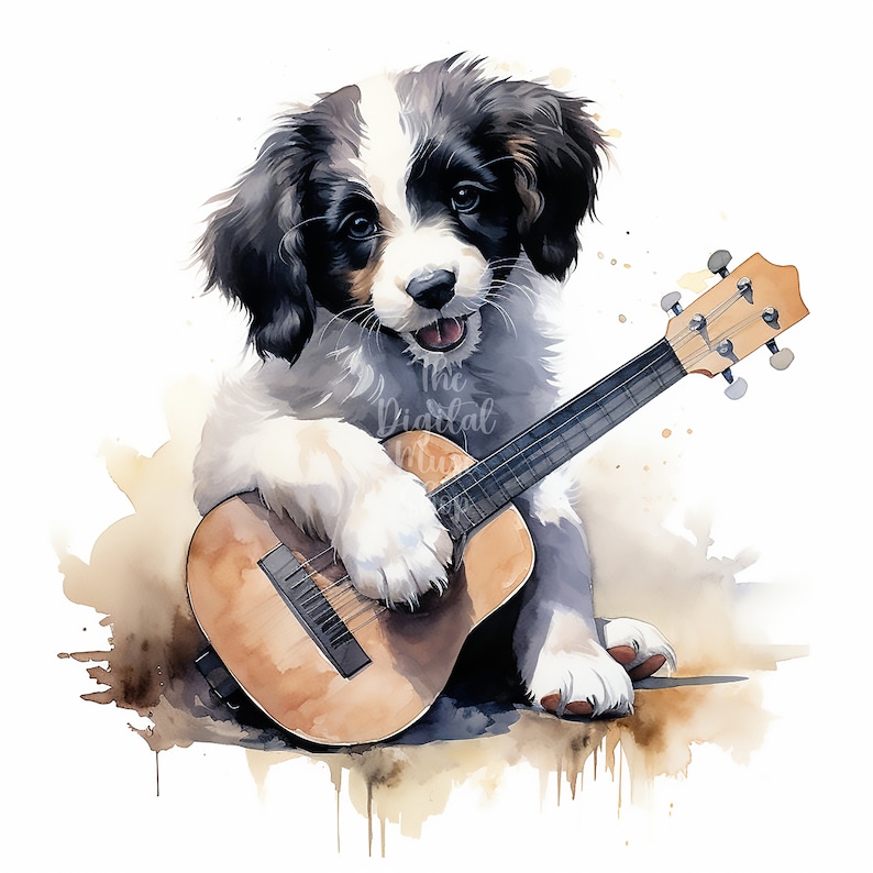 Dog Playing Guitar Clipart Music Clipart Dogs Clipart Puppy - Etsy