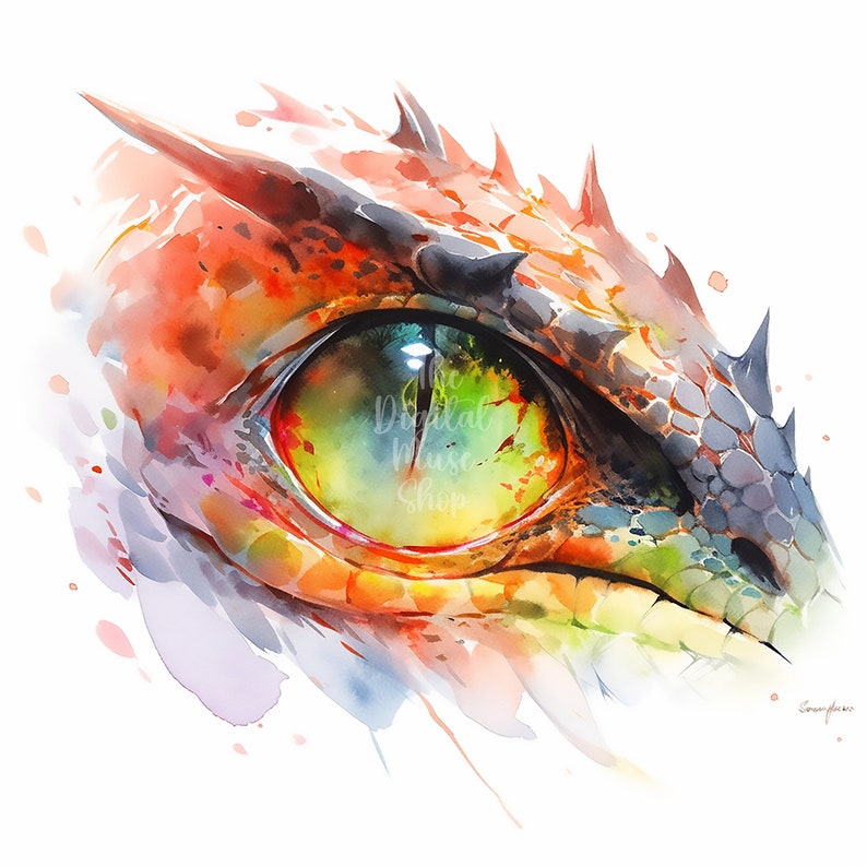 Dragon Eyes Clipart, 12 High Quality Jpgs Watercolor Clipart Digital ...