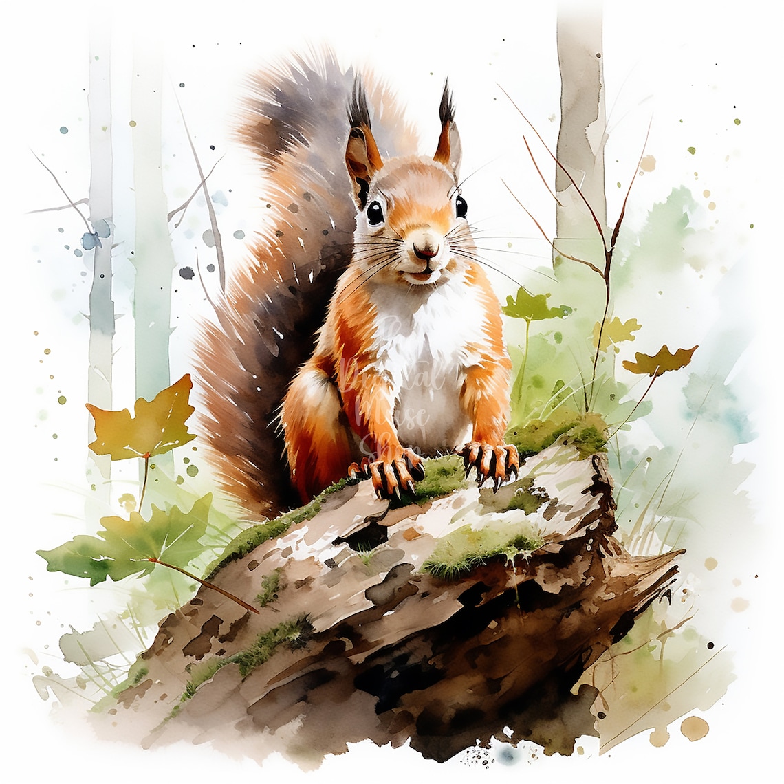 Squirrel Clipart Forest Clipart Card Making Mixed Media - Etsy