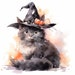 Halloween Witch Cat Clipart, 12 High Quality Jpgs, Watercolor Clipart ...