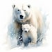 Polar Bear and Cub Clipart, 12 High Quality Jpgs, Watercolor Clipart ...