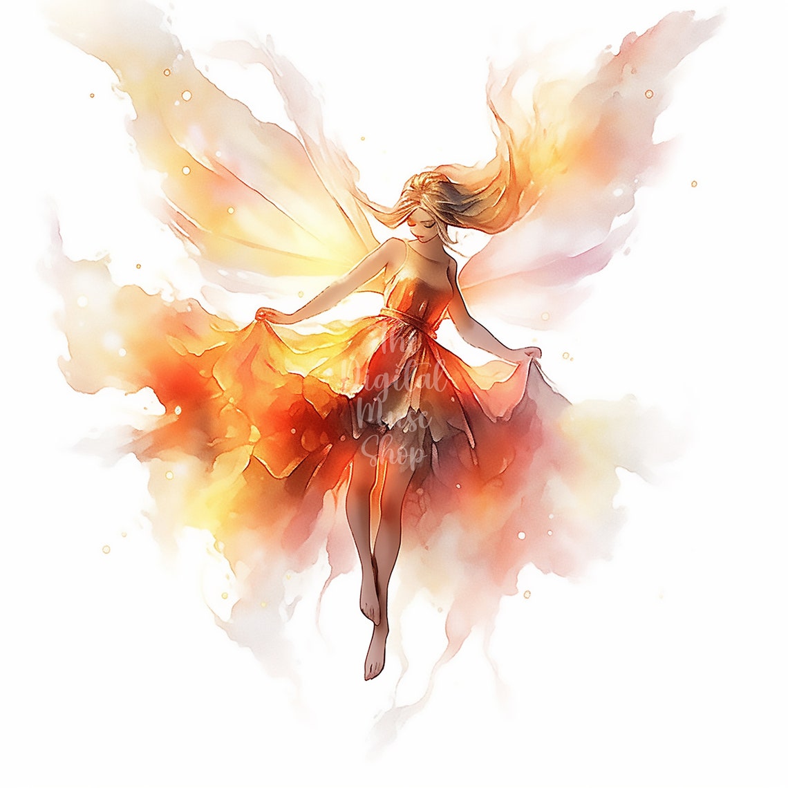 Fire Fairy Clipart Watercolor Digital Planner Journals Wall Art ...