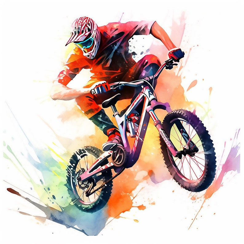 Bmx Rider Clipart, Watercolor Bmx Bike Clipart Sport Illustration Biker ...