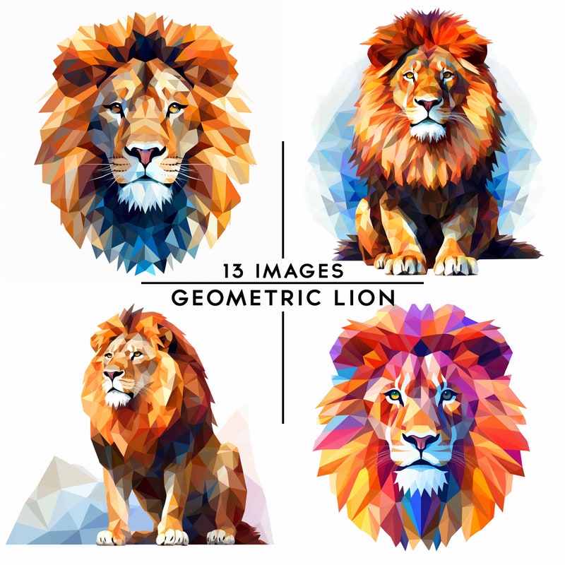 Geometric Lion - Etsy