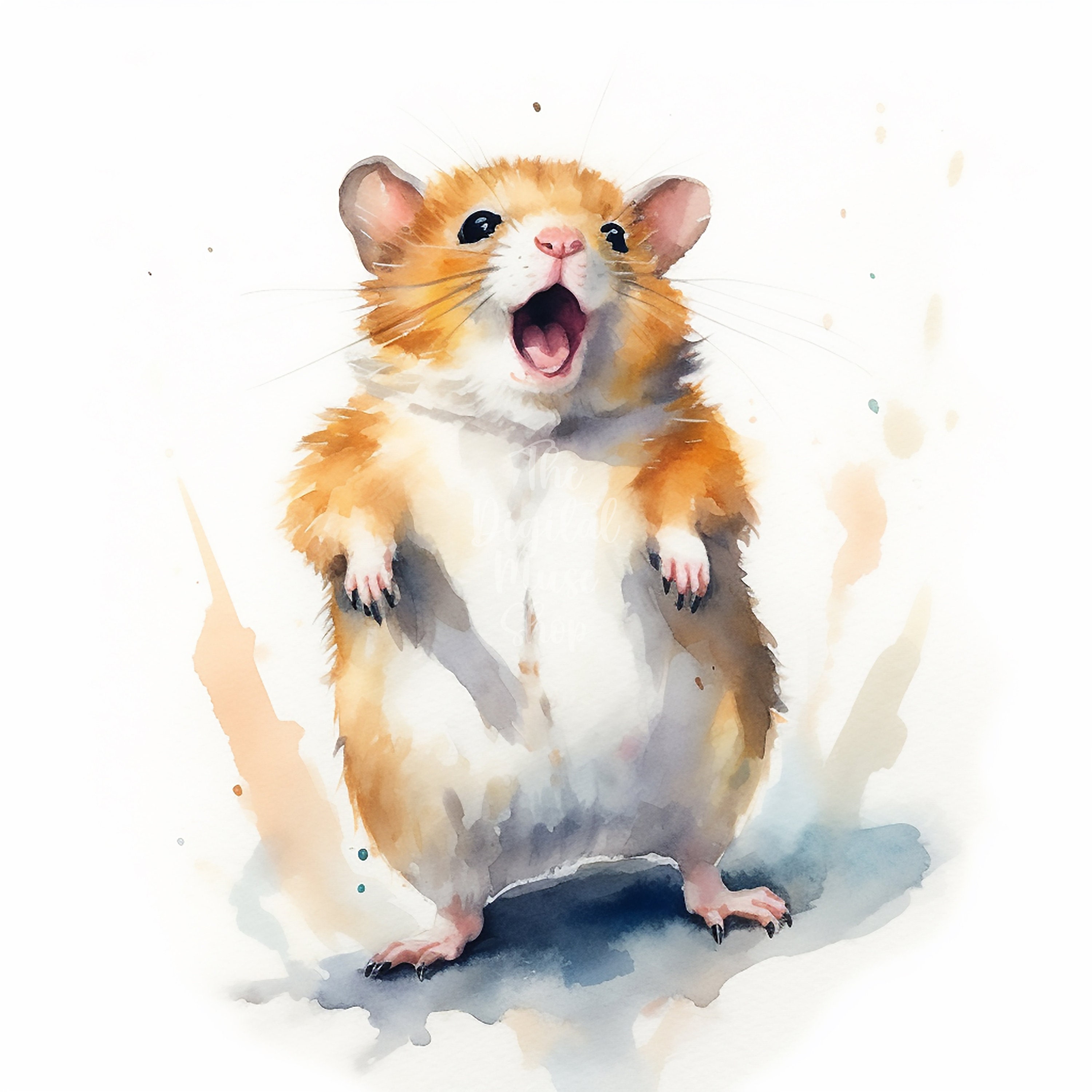 Happy Hamsters Clipart , 12 High Quality Jpgs, Watercolor Clipart ...