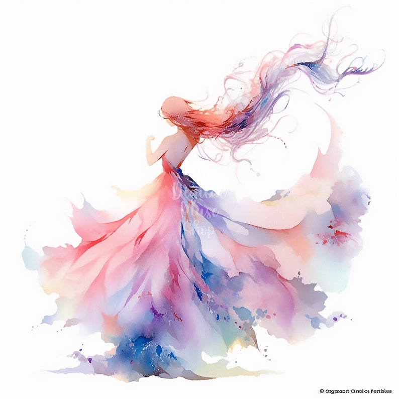 Watercolor Beautiful Women Clipart Bundle Dress Clipart Girl - Etsy