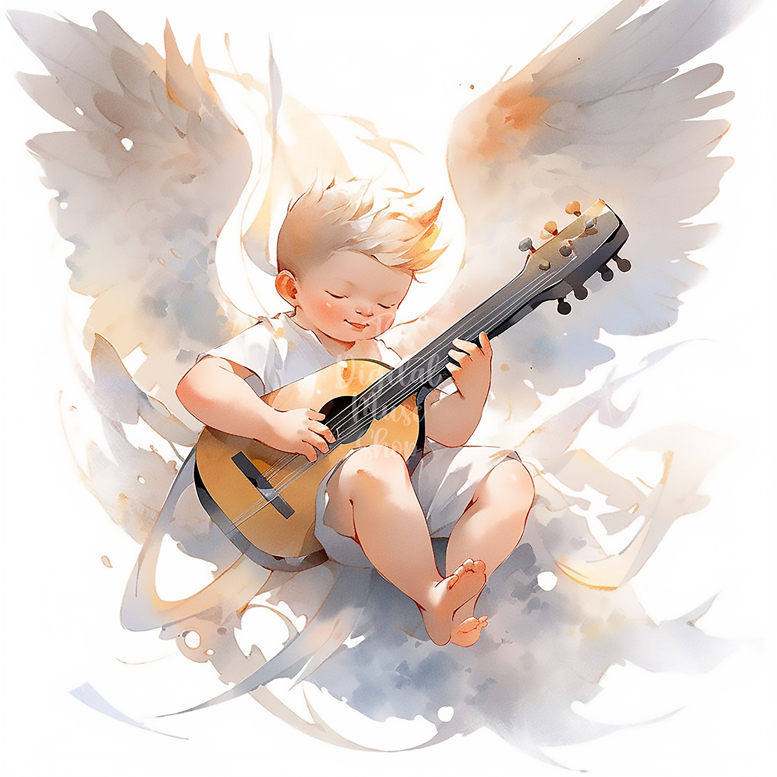 Cherub Playing Guitar Clipart Guitar Clip Art Music Clipart - Etsy