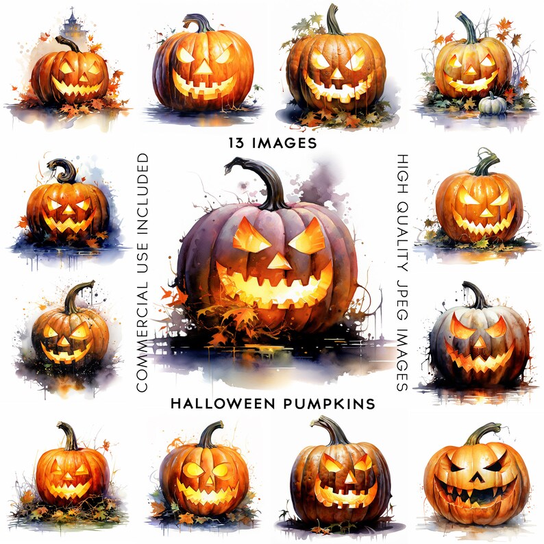 Pumpkin Clipart for Halloween Clipart Pumpkins Halloween - Etsy
