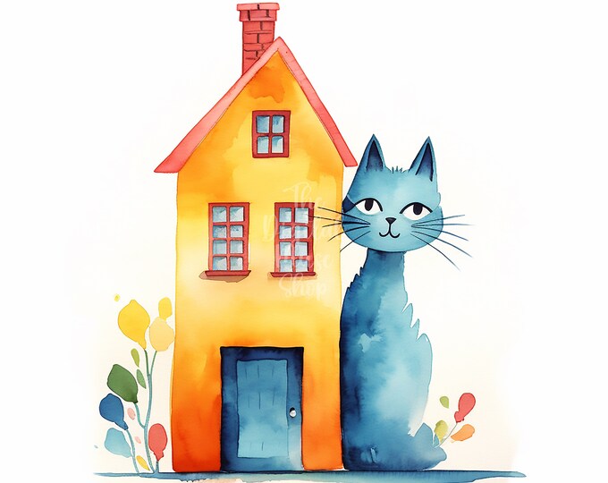 Whimsical Cat House Clipart Bundle • 10 Watercolor Jpgs • Junk ...
