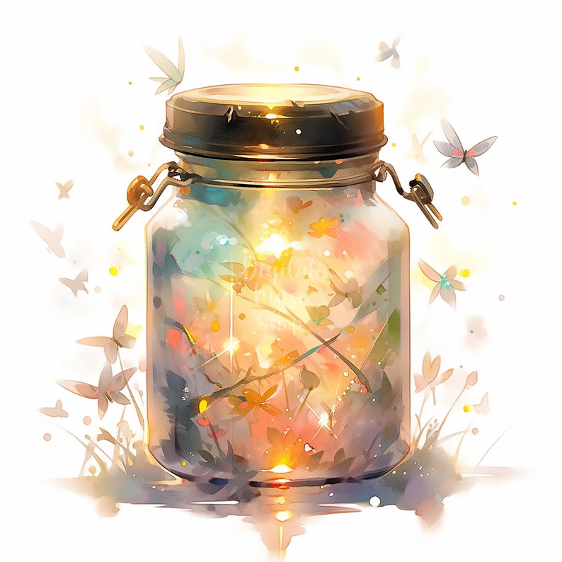 Firefly Jars Watercolor Clipart Commercial Use Clipart 12 - Etsy