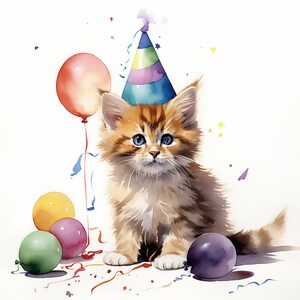 Party Kitten Clipart, 12 High Quality Jpgs, Cats Clipart, Cat Clip Art ...