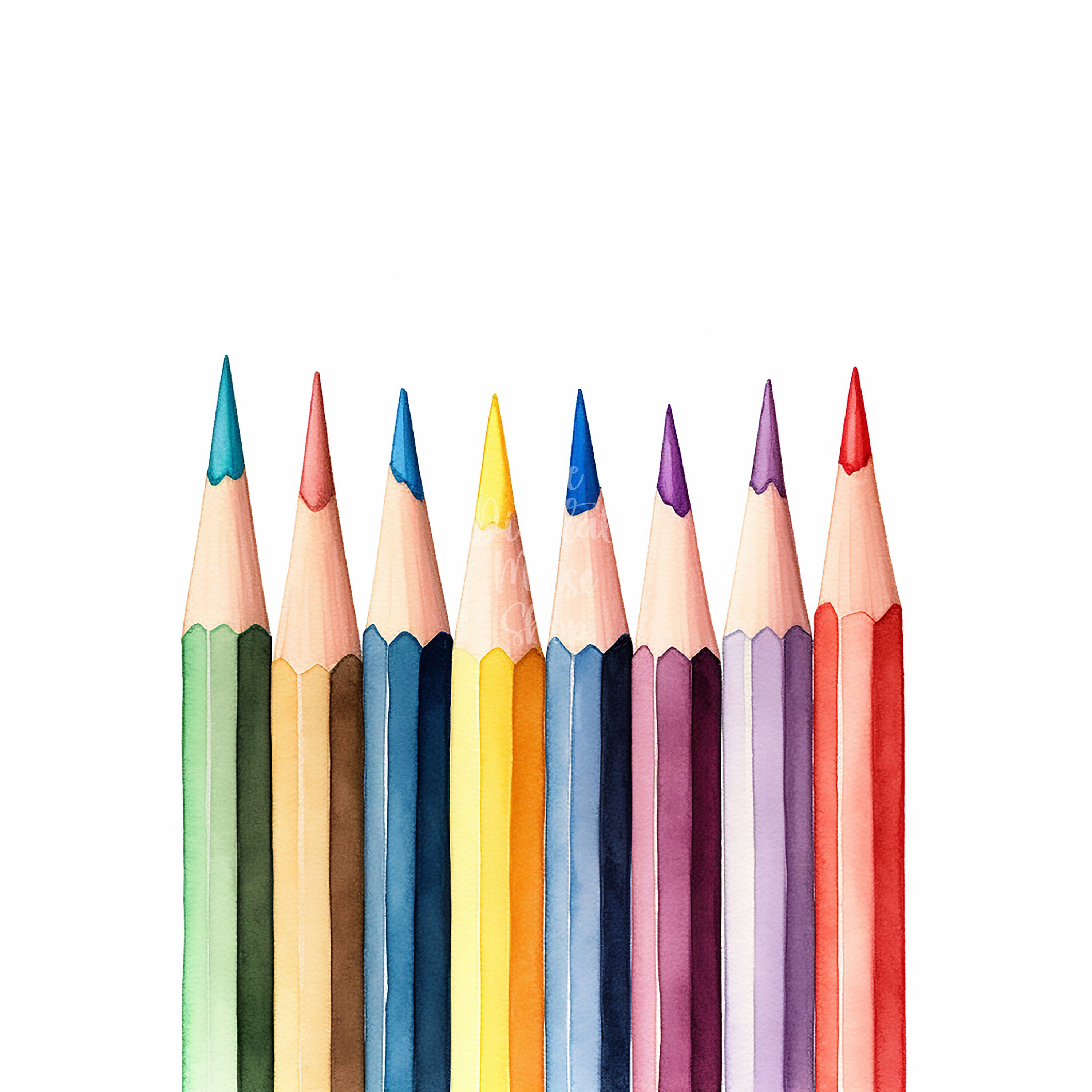 Colored Pencils Clipart, 11 High Quality Jpgs, Watercolor Pencils ...
