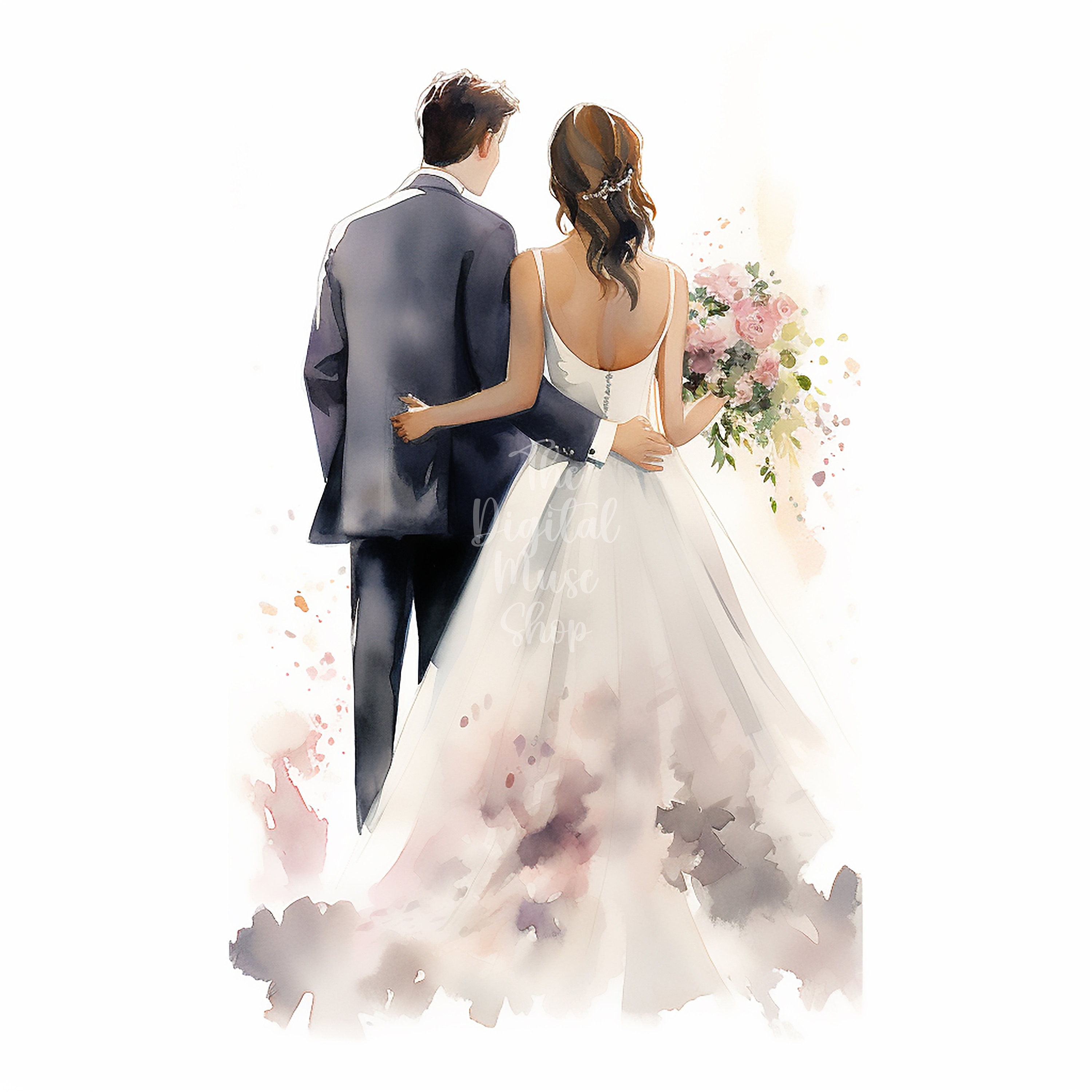 Bride and Groom Clipart, 12 High Quality Jpgs, Wedding Clipart ...