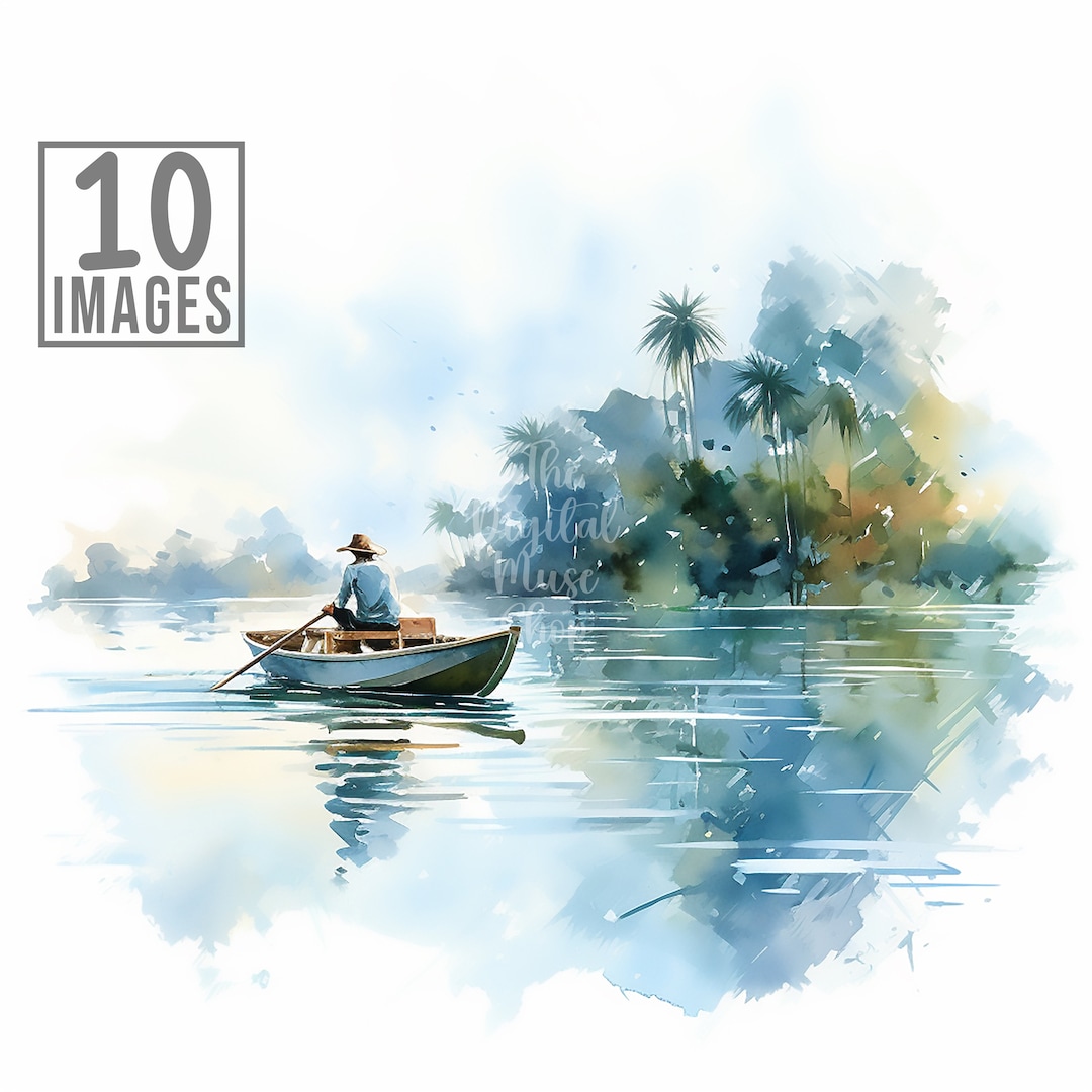 Fisherman Clipart Fishing Clipart Watercolor Digital Paper Craft ...