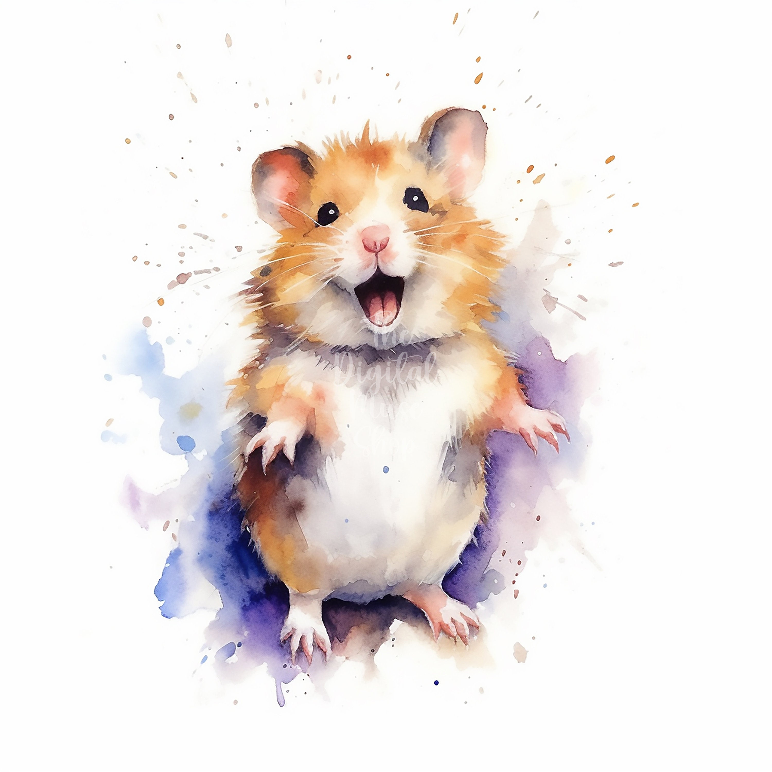 Happy Hamsters Clipart , 12 High Quality Jpgs, Watercolor Clipart ...