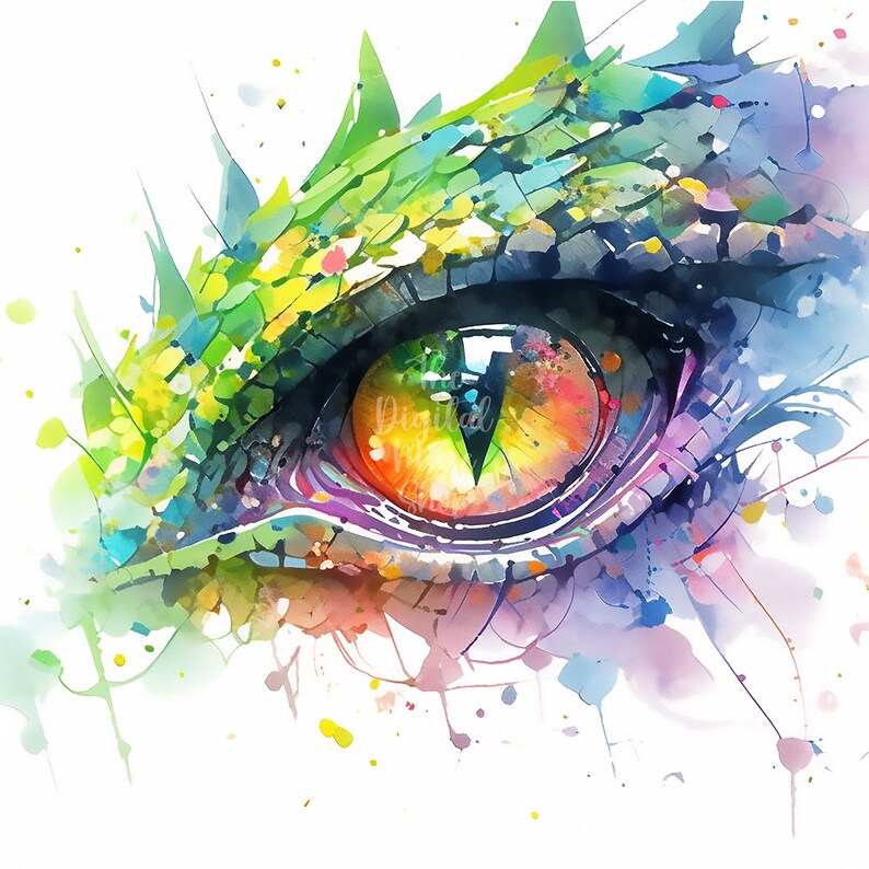 Dragon Eyes Clipart, 12 High Quality Jpgs Watercolor Clipart Digital ...
