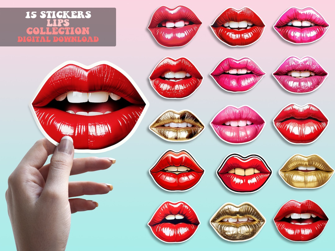 LIPS 15 PNG Stickers, Printable Stickers, Fashion Stickers, Sticker ...