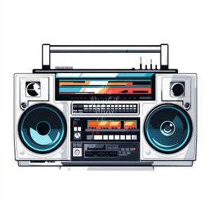 Boombox Clipart Music Illustration 80s Clipart Digital Image for Card ...