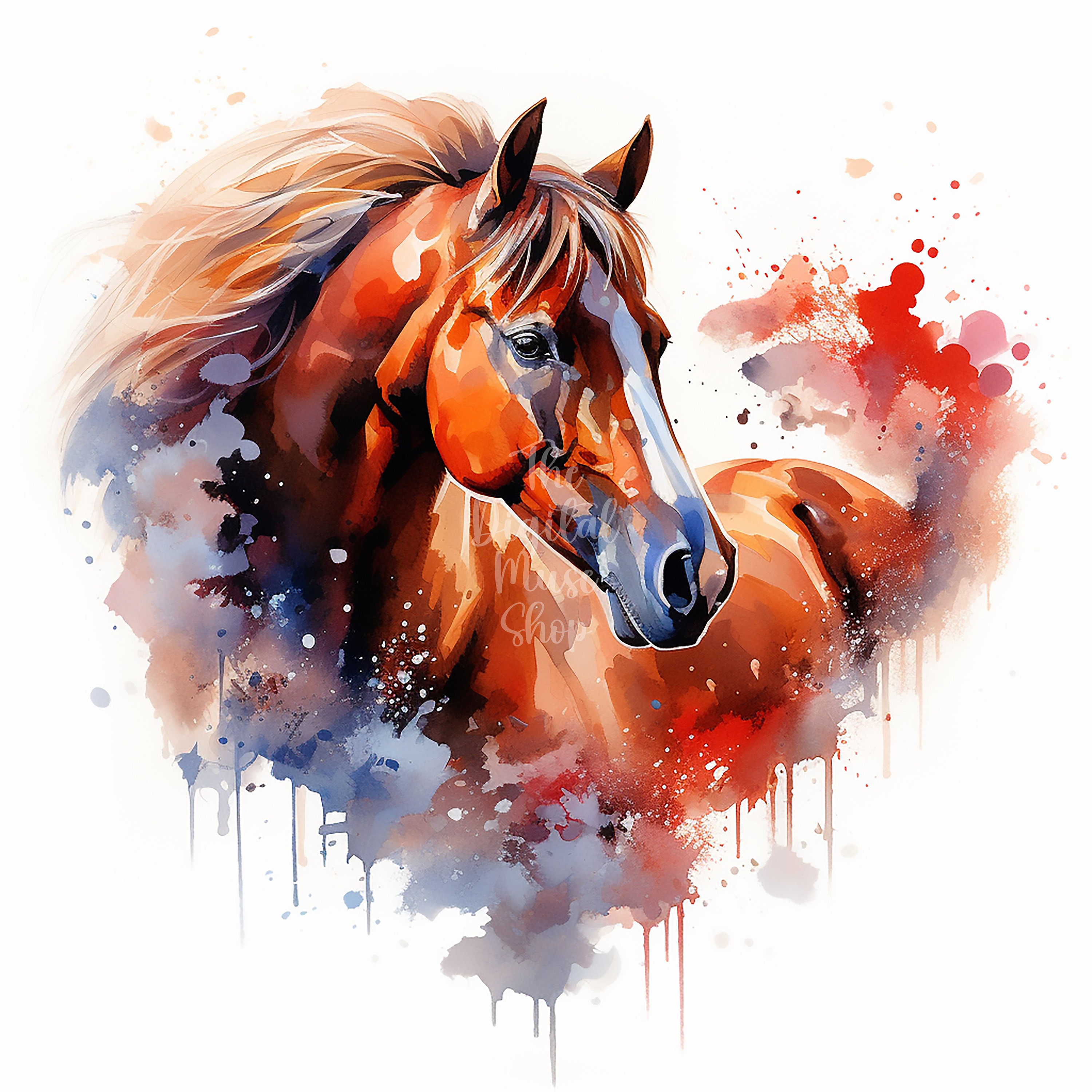 Horse Clipart Heart Illustration Clipart Watercolor Horse Clip - Etsy