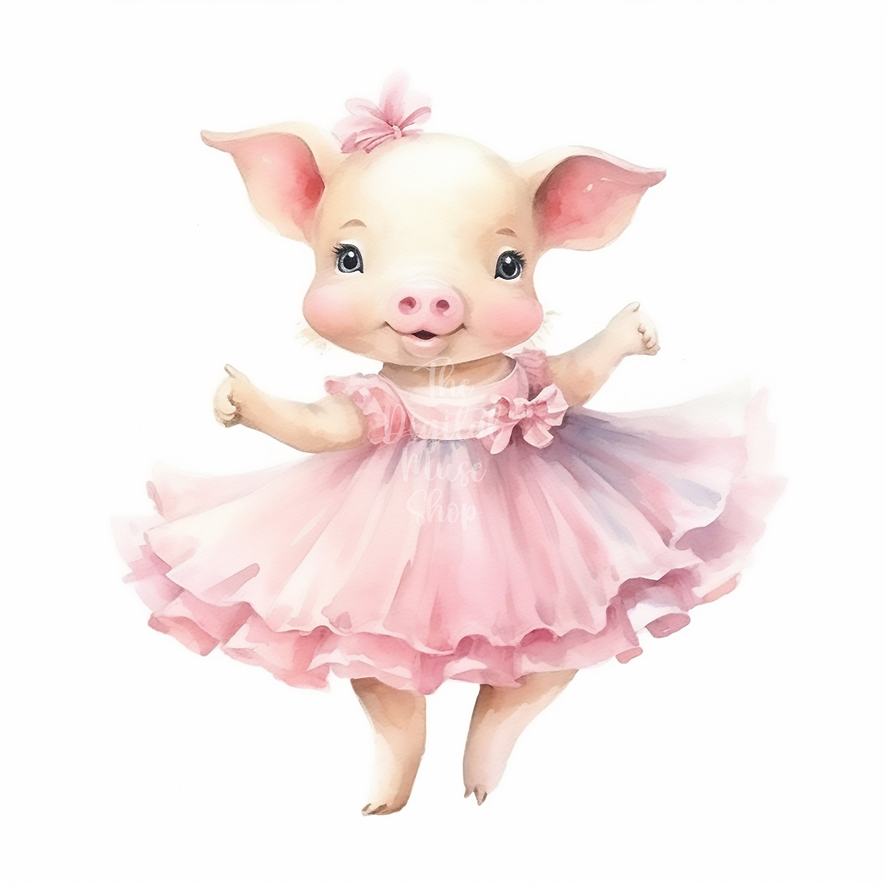Ballerina Clipart Piglet Nursery Print Clip Art Pig Clipart - Etsy