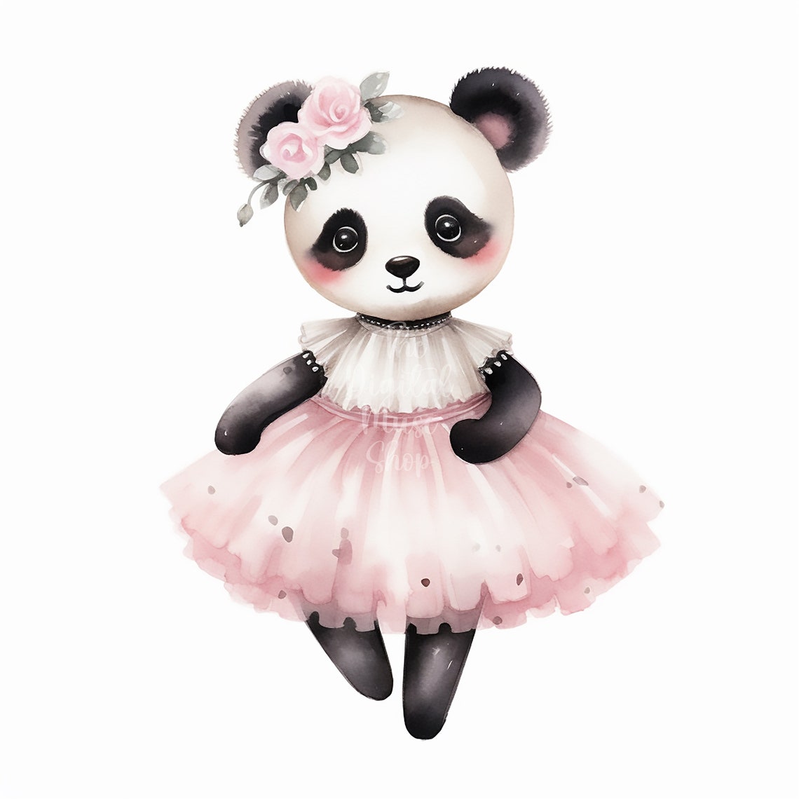 Nursery Ballerina Clipart Panda Illustration Nursery Art - Etsy