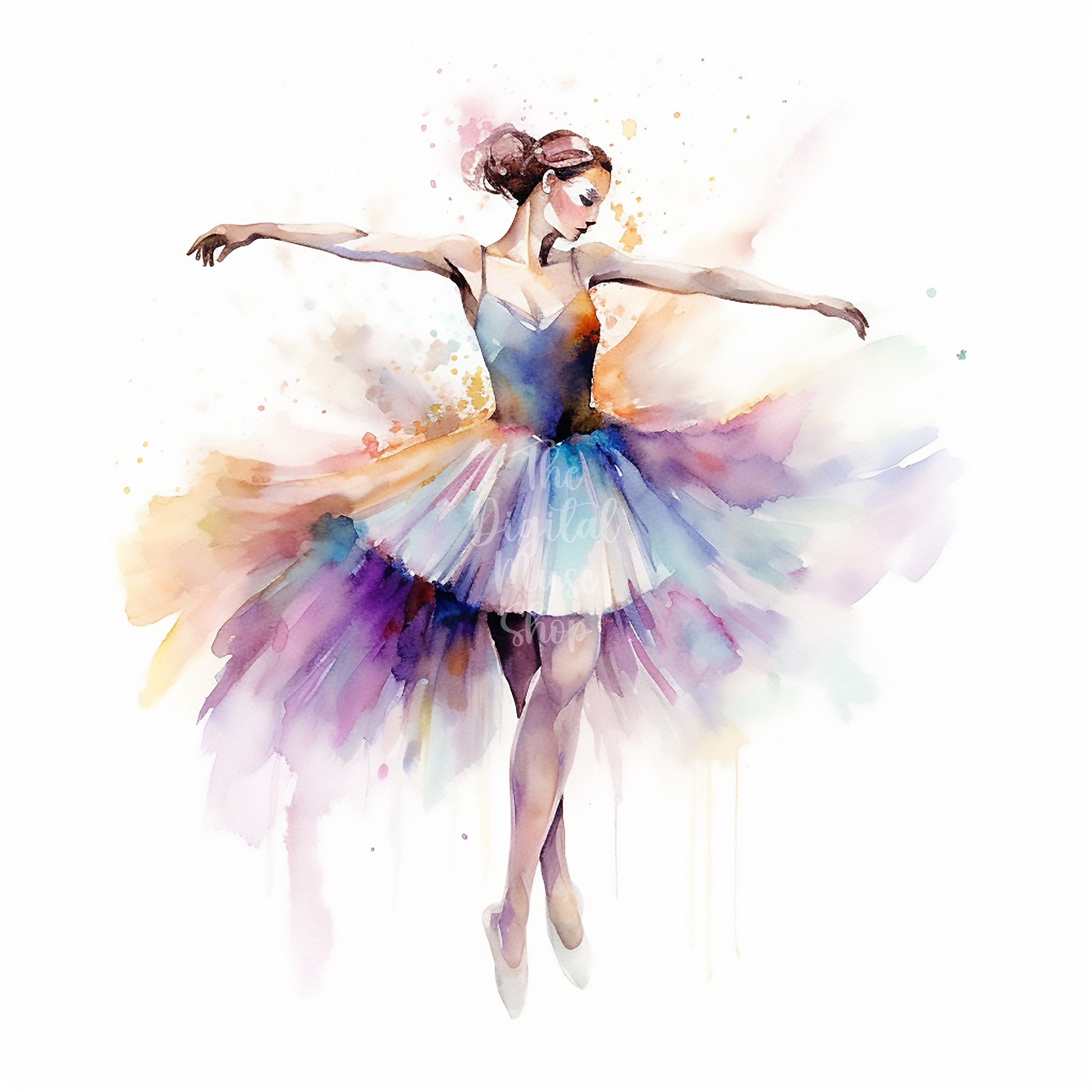 Watercolor Ballerina Clipart, 10 High Quality Jpgs, Watercolor Clipart ...