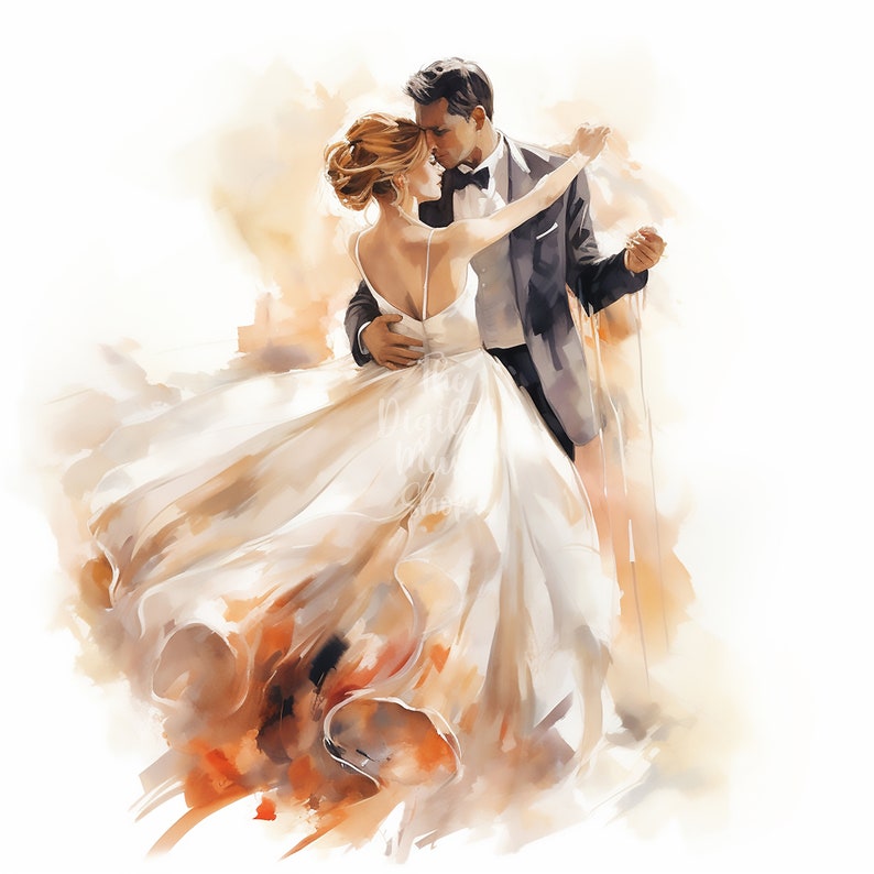 Watercolor Wedding Dance Clipart 12 High Quality Jpgs Wedding - Etsy
