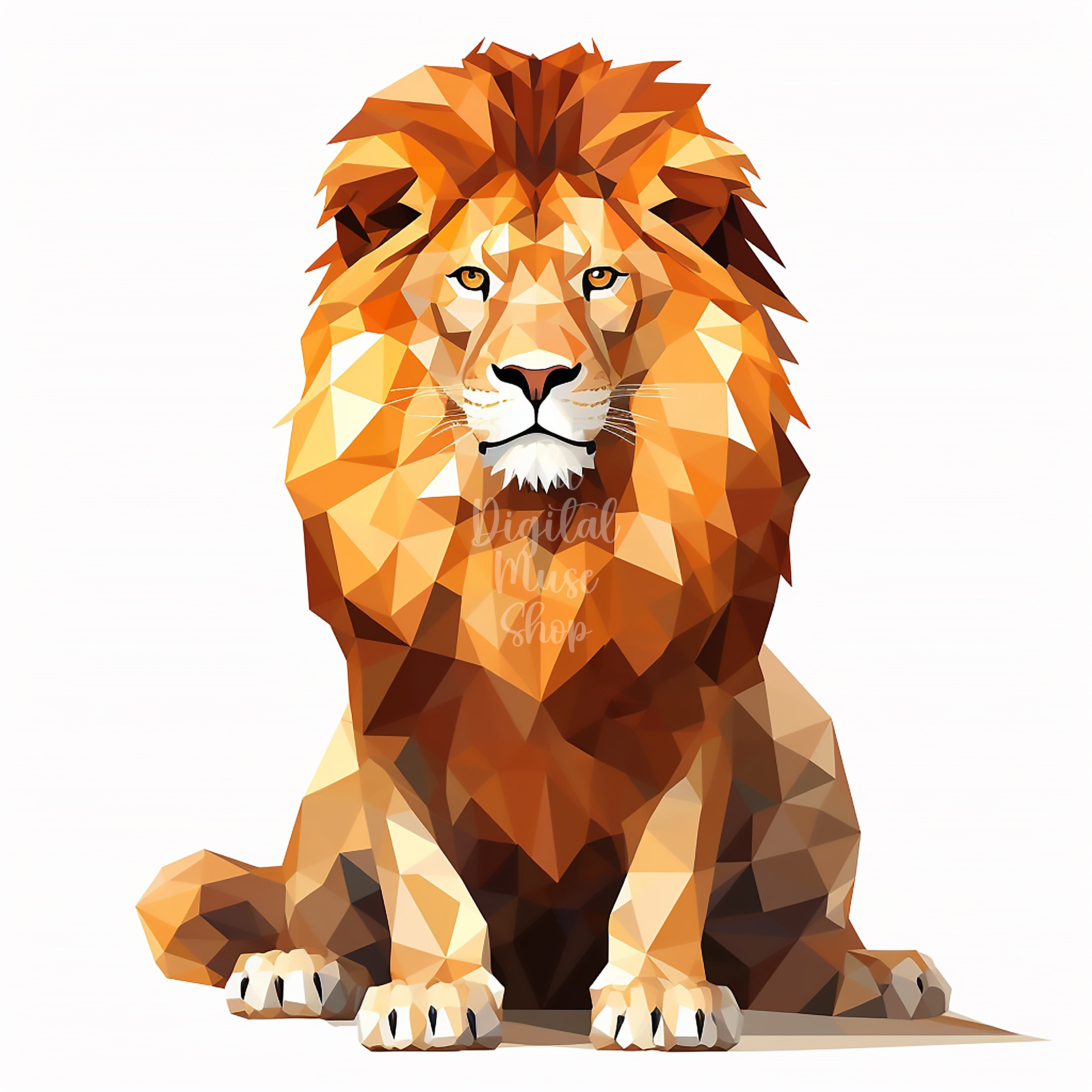 Geometric Lion Clipart, 11 High Quality Jpgs Lion Illustration Digital ...