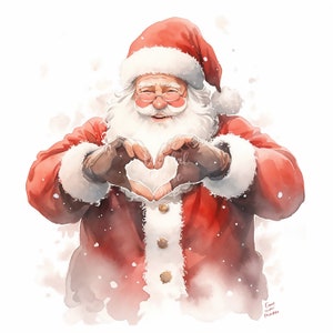 Santa Claus Hand Heart Clipart, Christmas Cards Christmas Digital Art ...