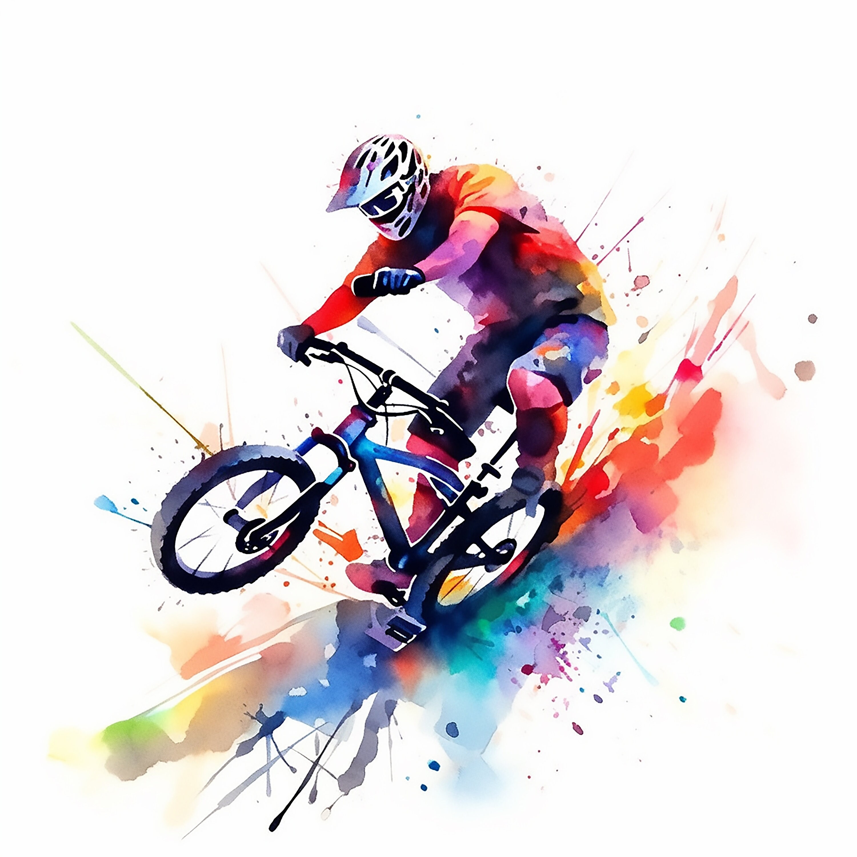 Bmx Rider Clipart, Watercolor Bmx Bike Clipart Sport Illustration Biker ...