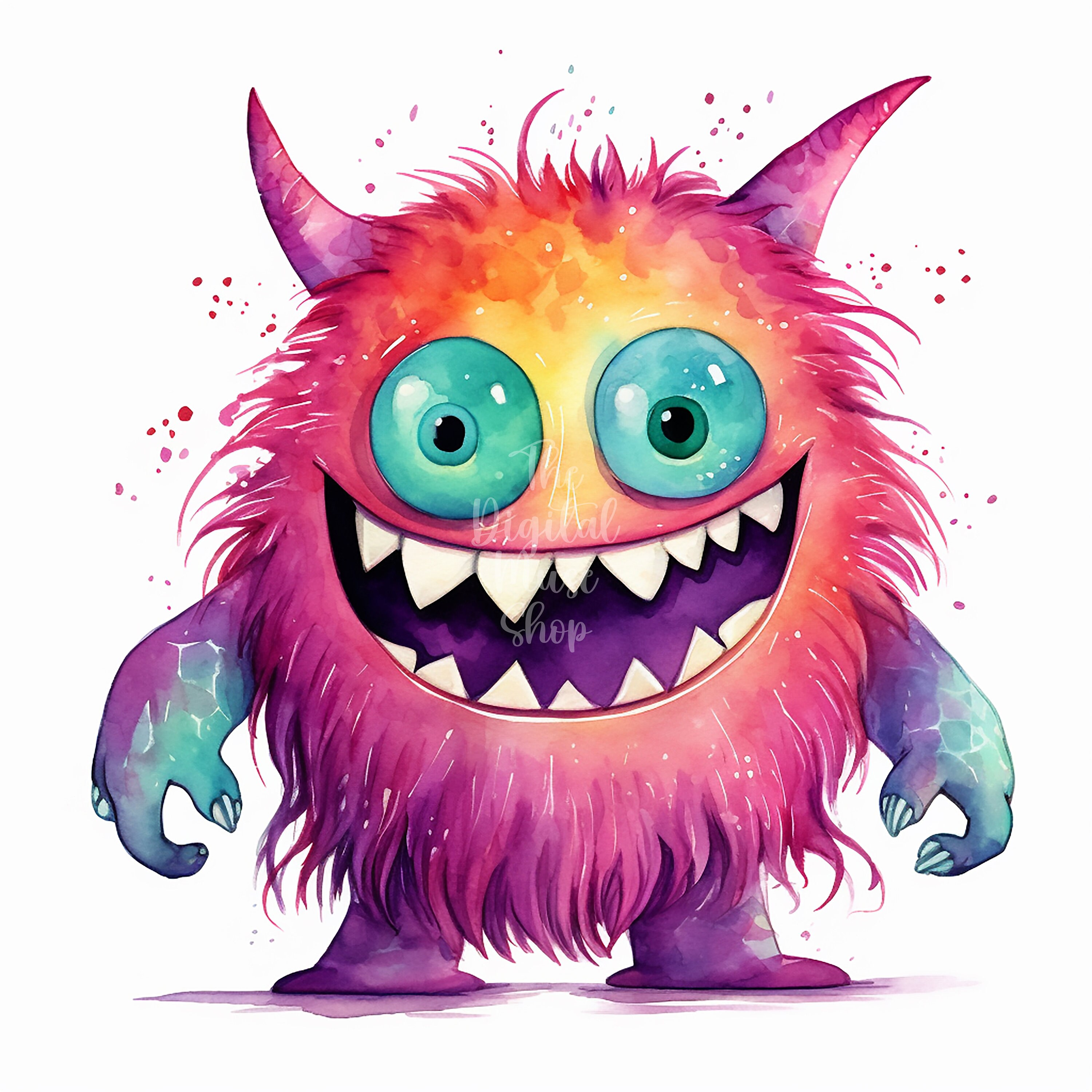 Cute Fluffy Monsters Clipart, Nursery Clipart Digital Paper Craft Card ...