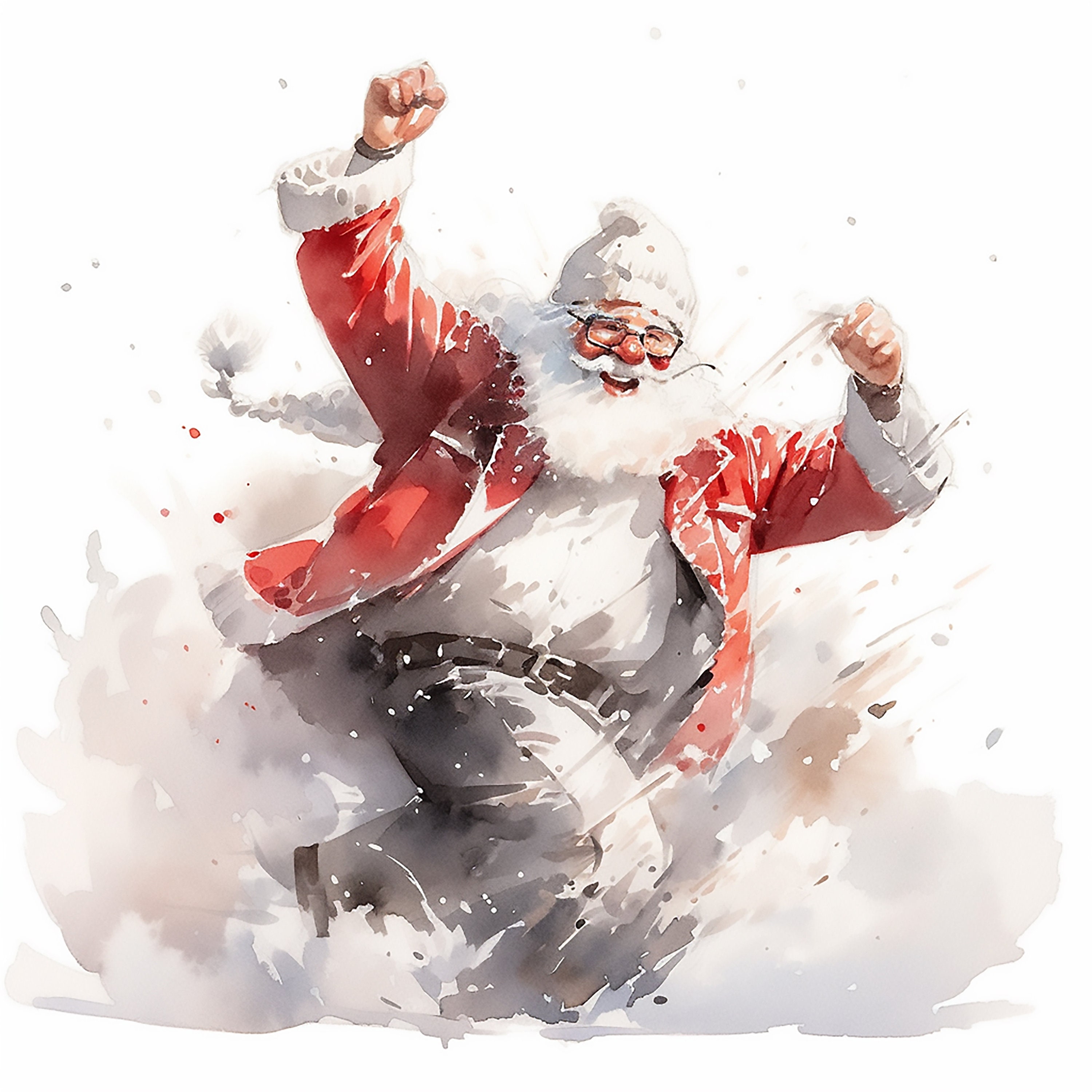 Dancing Santa Claus Clipart, Christmas Clipart Watercolor Clipart ...