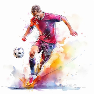 Soccer Clipart, Watercolor Soccer Player Clipart Sport Illustration ...