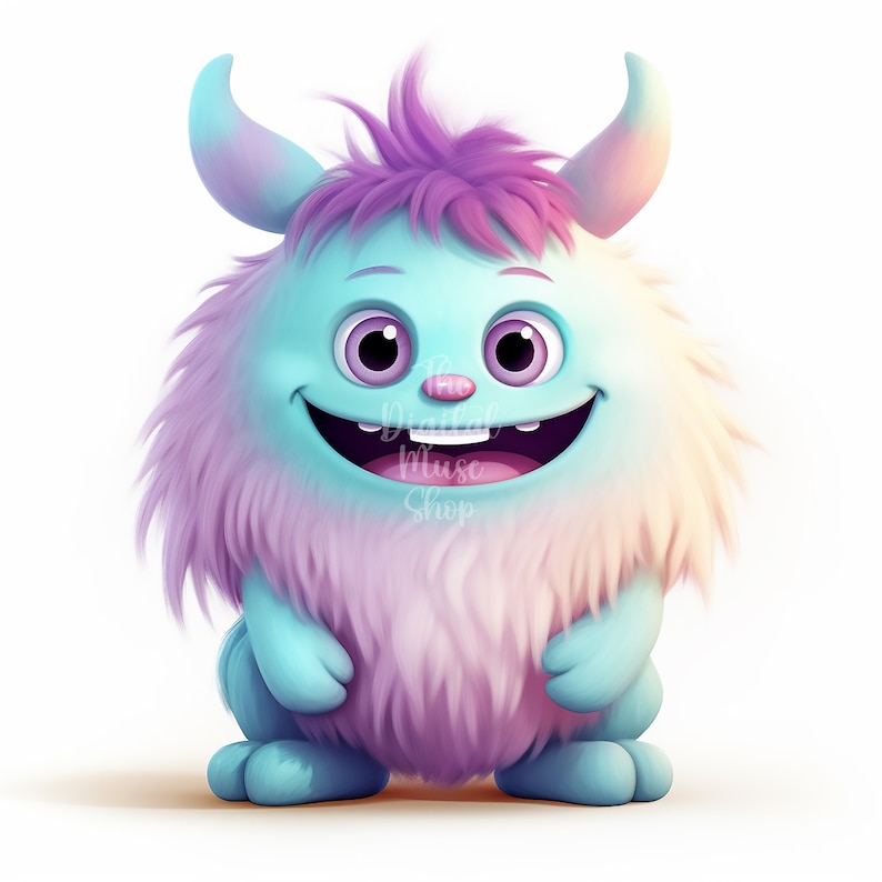 Cute Fluffy Monsters Clipart, Nursery Clipart Digital Paper Craft Card ...