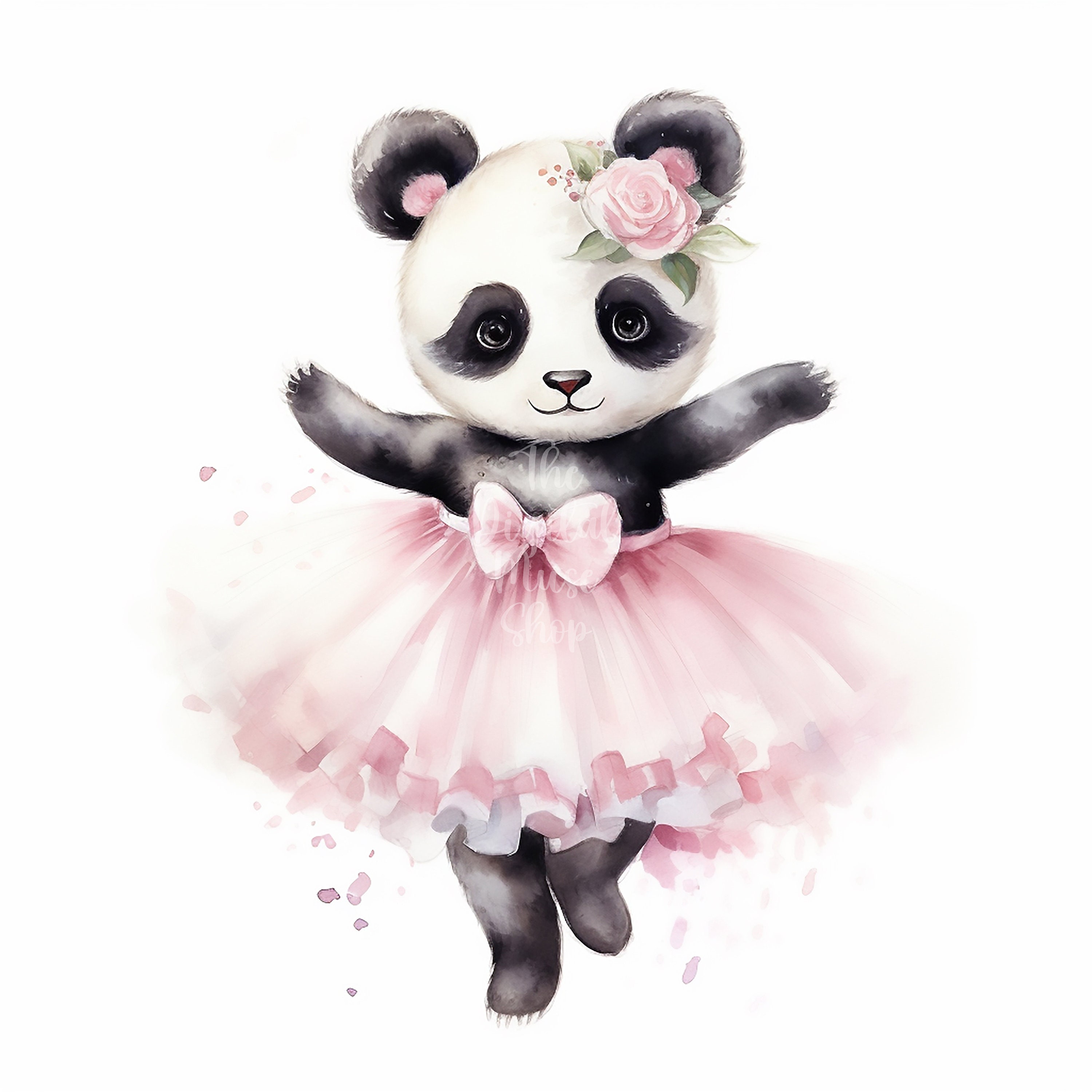 Nursery Ballerina Clipart Panda Illustration Nursery Art - Etsy
