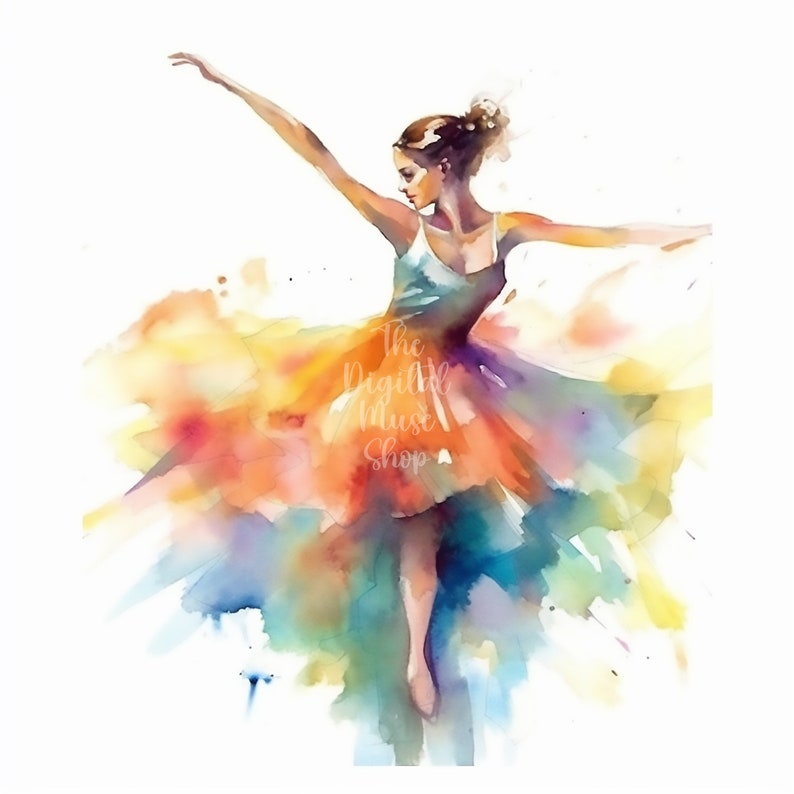 Watercolor Ballerina Clipart 10 High Quality Jpgs Watercolor - Etsy