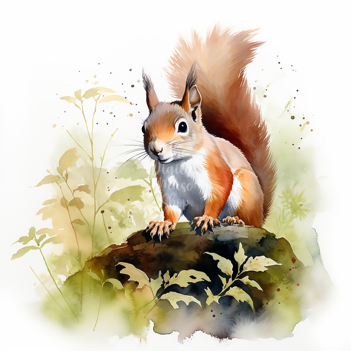 Squirrel Clipart Forest Clipart Card Making Mixed Media - Etsy