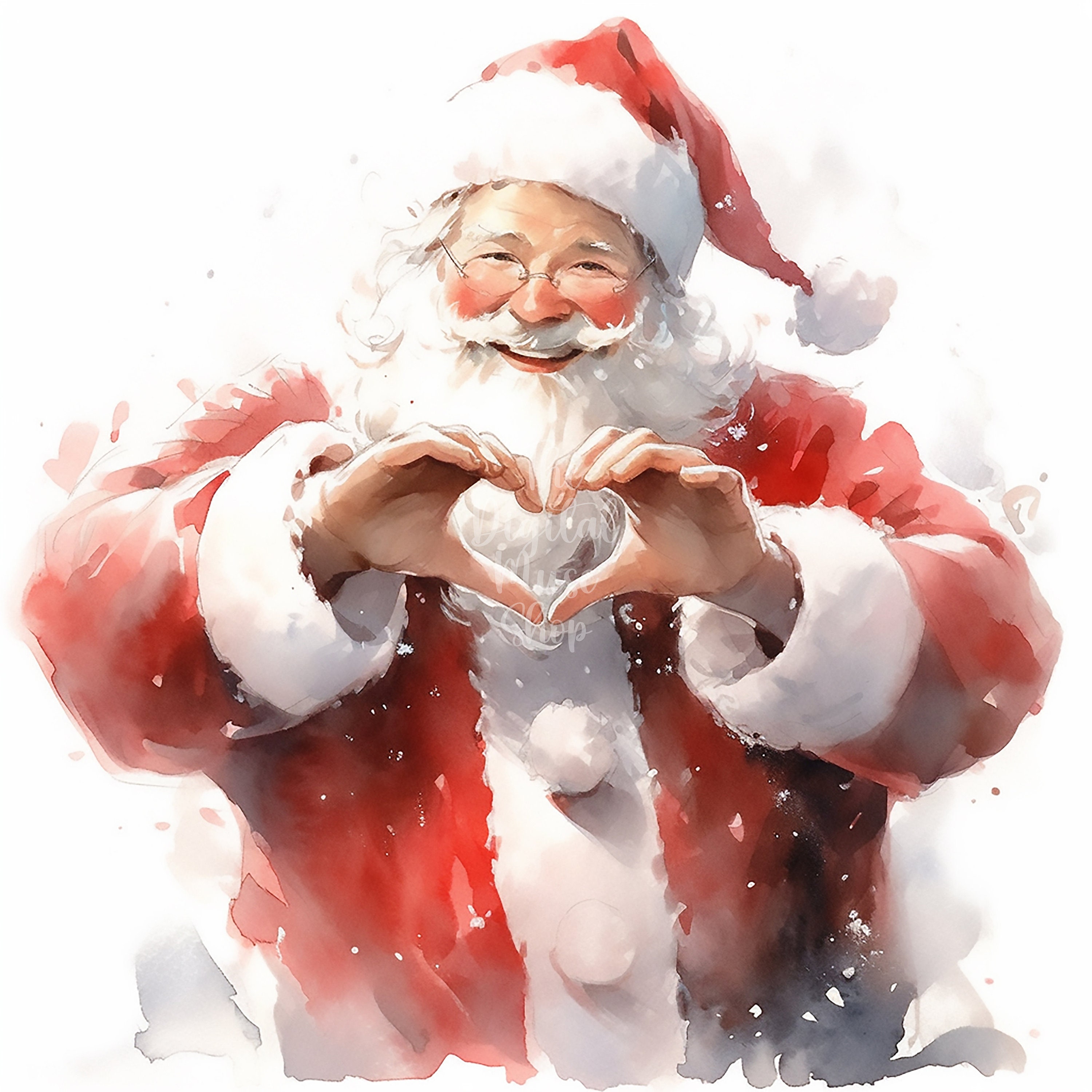 Santa Claus Hand Heart Clipart, Christmas Cards Christmas Digital Art ...