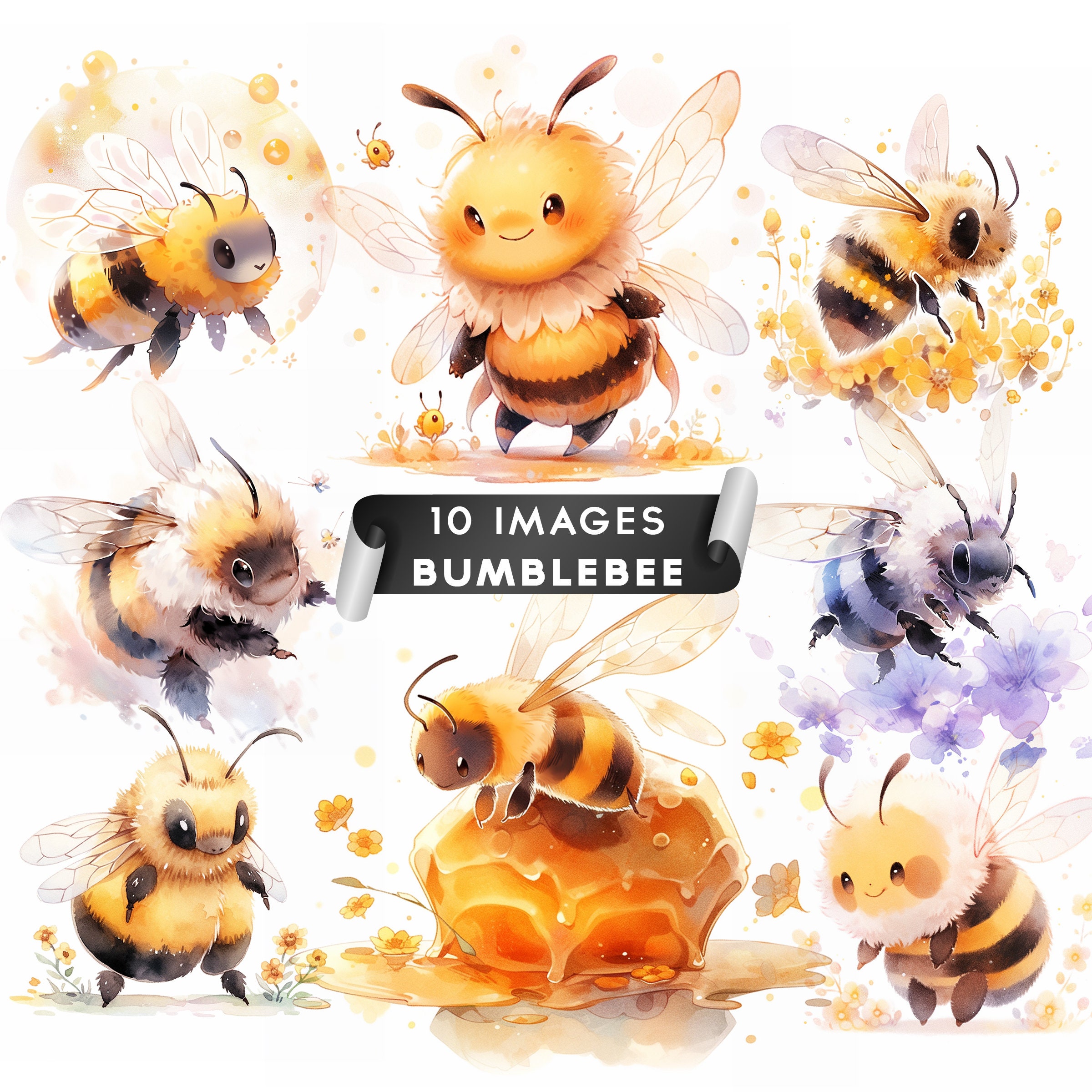 Bumblebee Clipart, 10 High Quality Jpgs, Digital Download Card Making ...