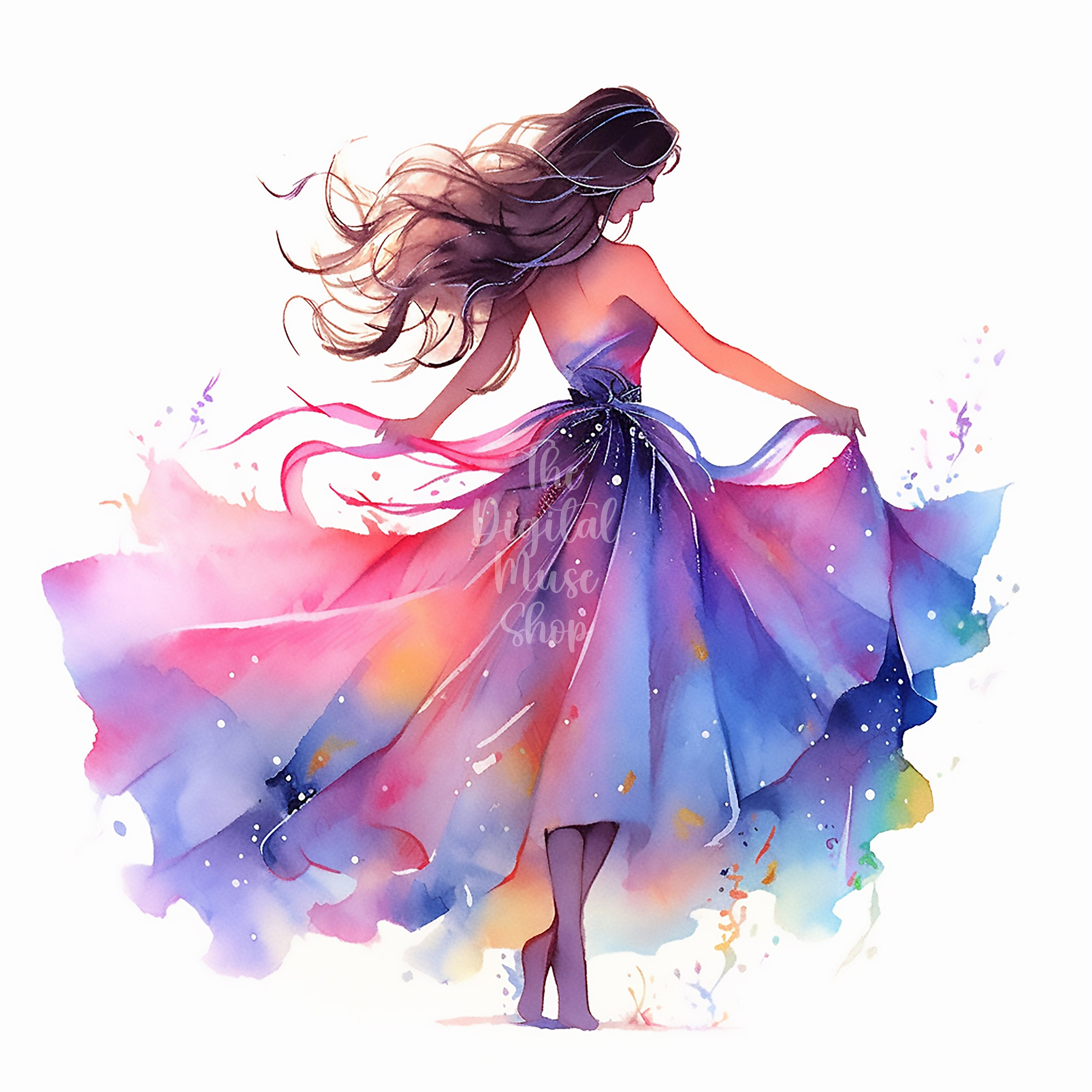 Watercolor Beautiful Women Clipart Bundle Dress Clipart Girl - Etsy