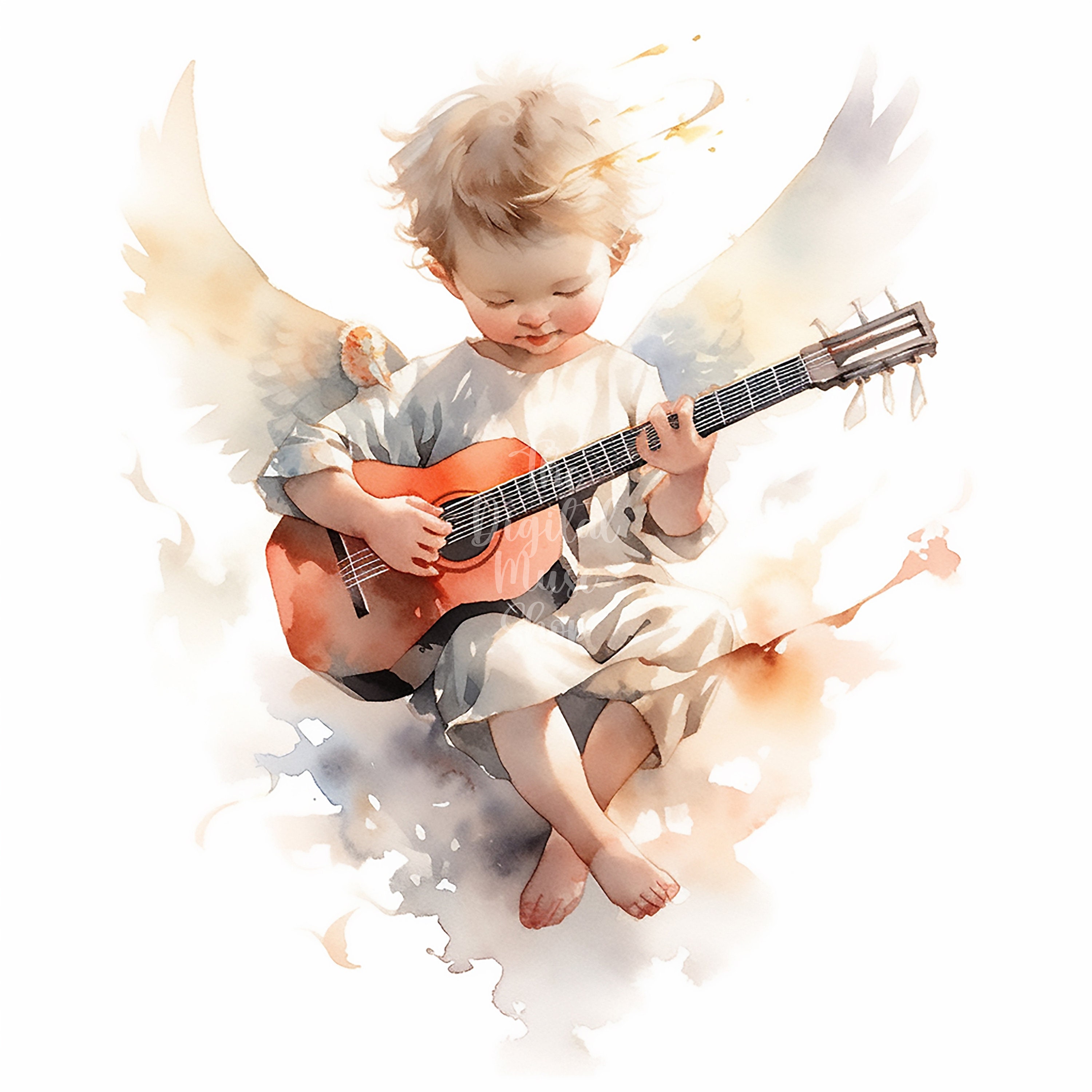 Cherub Playing Guitar Clipart Guitar Clip Art Music Clipart - Etsy