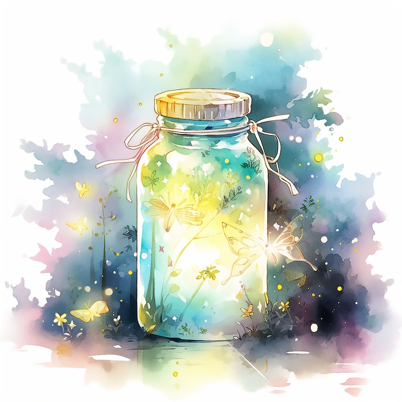 Firefly Jars Watercolor Clipart Commercial Use Clipart 12 - Etsy